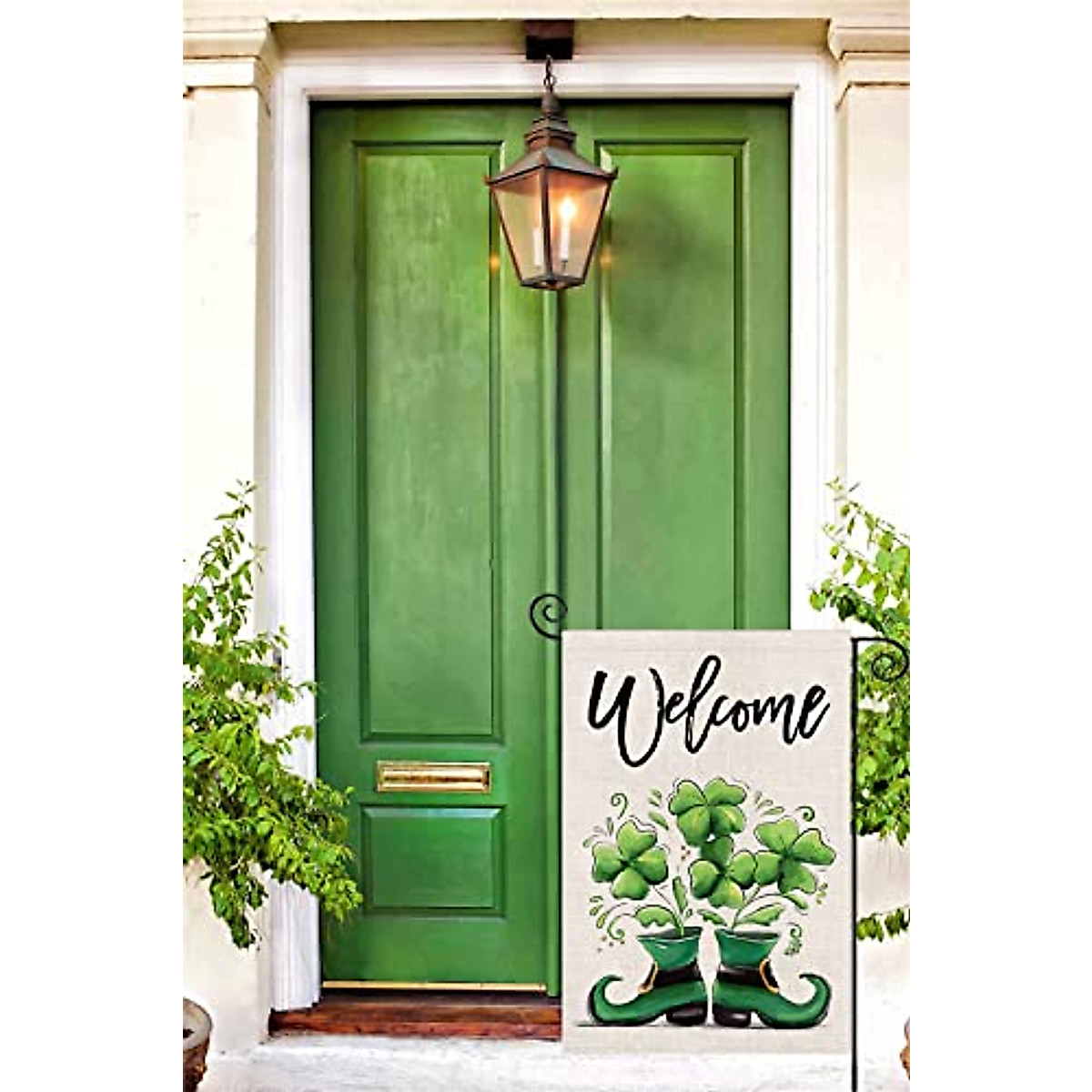 Welcome St Patricks Day Garden Flag 12x18 Double Sided Shamrock in The Boots Small Yard Flag,Spring Saint Patrick Decors for Farmhouse Outdoor Outside Holiday