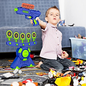 Shooting Games Toy Gift for Age 5, 6, 7, 8, 9, 10+ Years Old Kids, Glow in The Dark Boy Toy Floating Ball Targets with Foam Dart Toy Blaster, 10 Balls 5 Targets