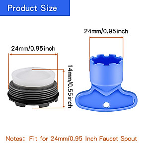 5PCS Faucet Aerator with 1PCS Faucet Cache Aerator Removal Tool, 24mm Sink Aerator Water Saving Flow Restrictor Set Replacement Part for Bathroom or Kitchen Faucet