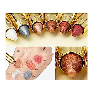 Go Ho White Highlighter Eyeshadow Stick,Cream-to-powder Dual-ended Eyeshadow Pen Eye Shadow Stick,Eye Brightener Highlighter Makeup,Eye Crayon Make up with Sponge Pointed,01