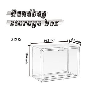 Gimuemi 4 Packs Clear Handbag Storage Organizer for Closet, Acrylic Display Case for Purse, Plastic Storage Containers with Magnetic Door, Acrylic Box Organizers for Wallets, Toys, Books