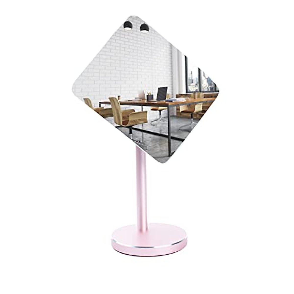 Desk and Cubicle Mirror to see behind you, ROSE-GOLD Stand with detachable Wide Angle real glass Mirror, SMALL & DISCRETE, beautiful design, perfect curvature for an exceptionally clear view