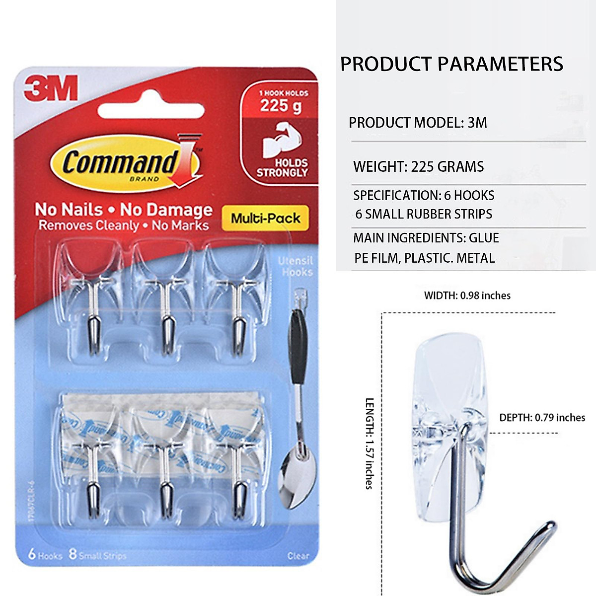 Command Hooks Damage-Free Wall Hooks,6 Medium Wire Toggle Hooks with Adhesive Strips, No Tools Needed for Easy Hanging, Ideal for Organizing Keys, Calendars, and Dorm Decor, Holds Up to 225 Gram Each