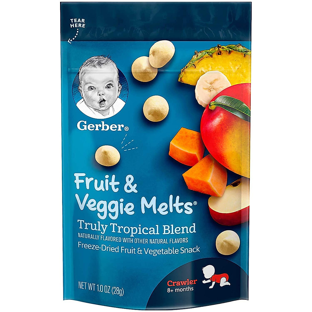 Gerber Graduates Fruit & Veggie Melts - Truly Tropical Blend, 1-Ounce (Pack of 4)