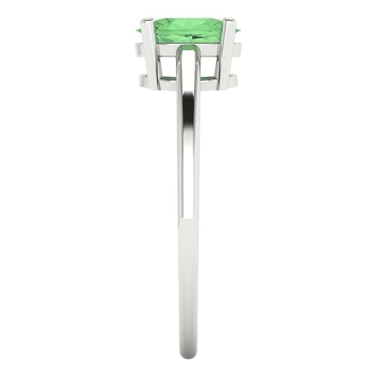 Clara Pucci 1.0 ct Oval Cut Solitaire Green Simulated Diamond Engagement Bridal Promise Anniversary Ring 18K White Gold Size 5.25