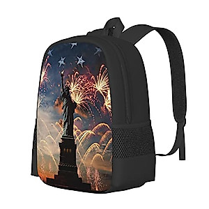 FFEXS Statue of Liberty Flag Print Travel Lightweight Casual Laptop Backpack Daily Use backpack Business Work Bag for Men and Women