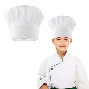 Yolev Chef Hat for Kids Chef Toques Kitchen Chef Caps for Cooking, Baking, Party Favors, Home Kitchen, School, and Restaurant White