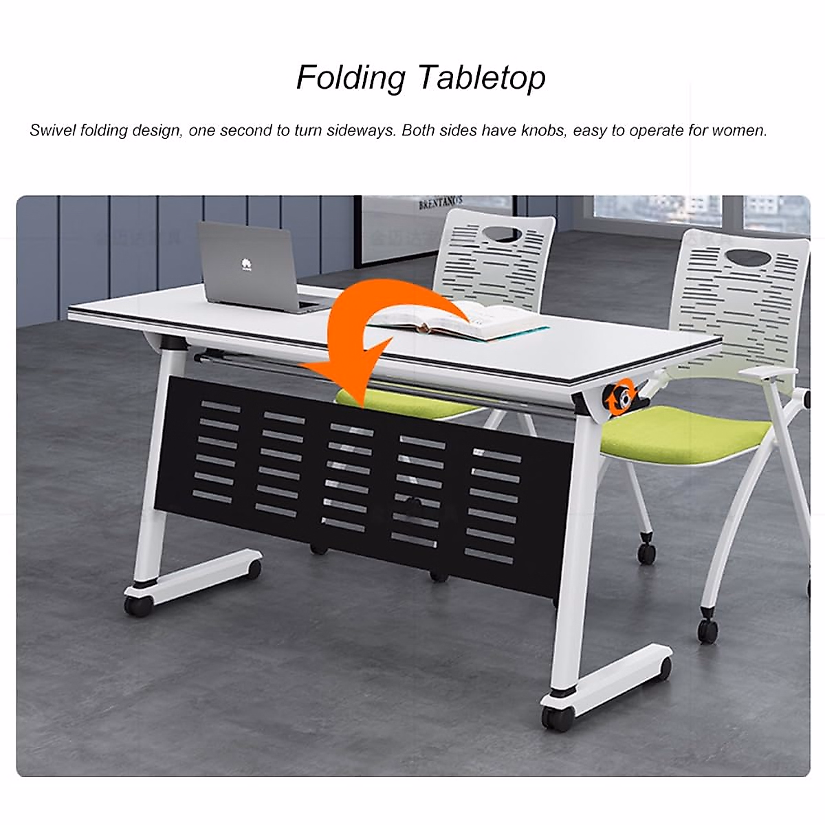 3 pcs Flip Top Mobile Training Table with Management & Lockable Wheels, Foldable Meeting Table for Conference Rooms,Training Rooms,Media Centers (Color : A, Size : 120 * 50 * 75cm)