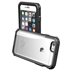 iPhone 6s Case, roocase [Glacier TOUGH] iPhone 6 (4.7) Hybrid Scratch Resistant Clear PC / TPU Armor Full Body Protection Case Cover with Built-in Screen Protector for Apple iPhone 6 / 6s (2015), Granite Black