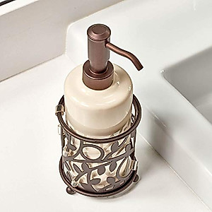 iDesign Ceramic Soap Dispenser Pump, The Vine Collection - 13oz, 3.5" x 3.5" x 8.75", Vanilla and Bronze