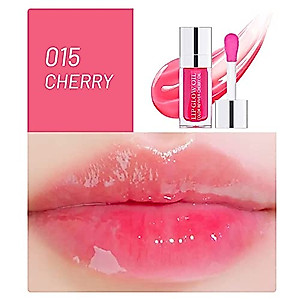 Plumping Lip Oil, Long Lasting Hydrating Gloss Tinted Balm Non-sticky Revitalizing, Tinting Care Oil for Dry (CHERRY)