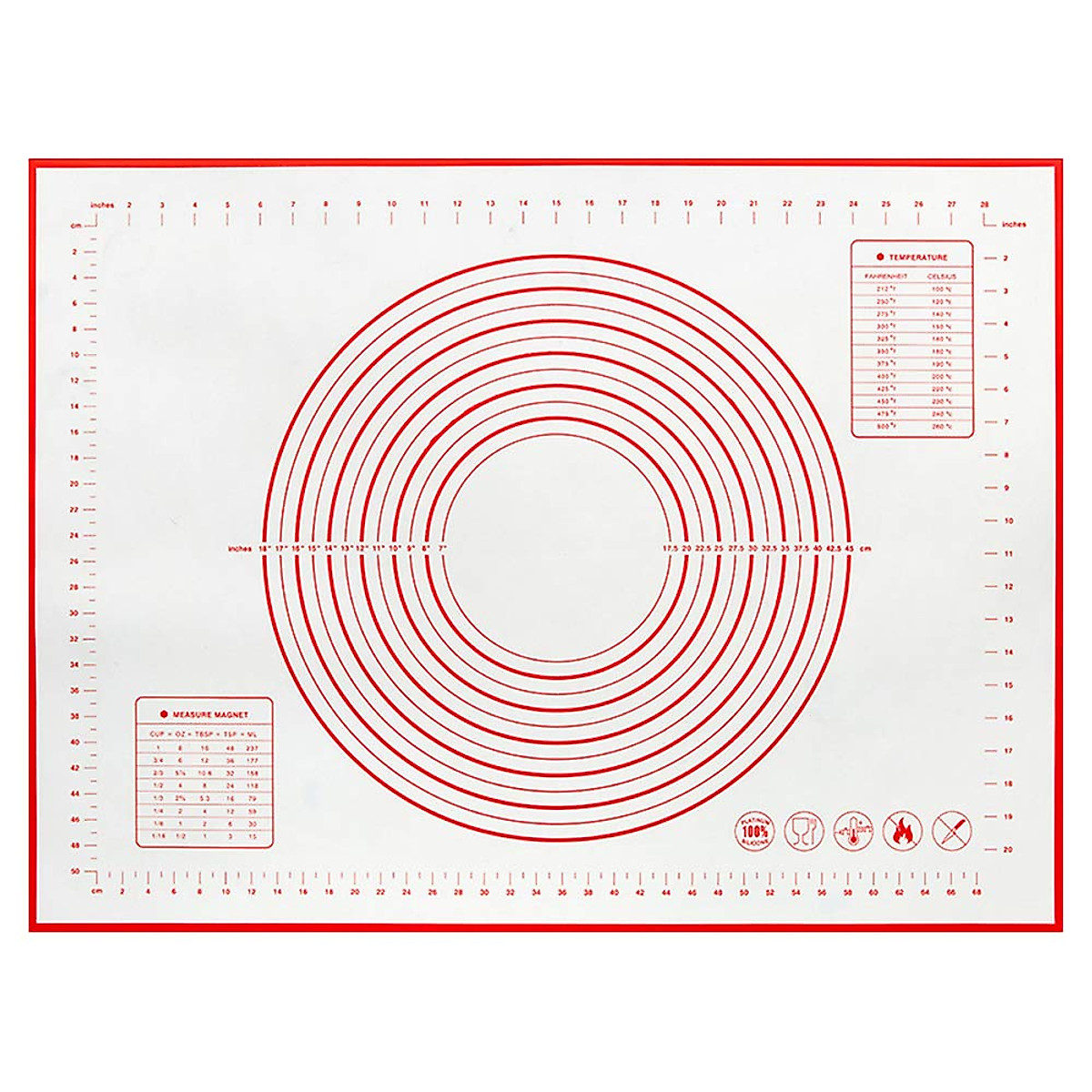 Maserfaliw Baking Mat Rolling Sheet Silicone Baking Mat Pad Non-Stick Bakeware Flour Pastry Carpet - Red 26 x 29cm, Essential for Home Life, Can Be Used As