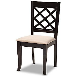 BOWERY HILL 17.9" Modern Oak Wood Dining Chair in Espresso/Beige (Set of 4)