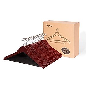 Topline Classic Wood Suit Hangers - 30 Pack (Cherry Finish)