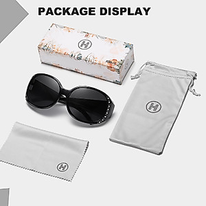 HAOLOTA Women's Polarized Fit Over Sunglasses with Rhinestone, Sun Glasses for Prescription Glasses UV400 Protection
