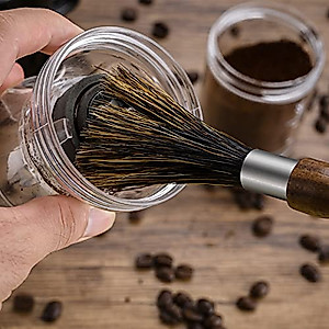 Bavane 3PCS Professional Coffee Brush, Coffee Grinder Brush Set, Natural Boar Bristles Black Walnut Handle Espresso Machine Cleaning Tool, Coffee Cleaner Brushes Coffee Tool for Barista Home Kitchen