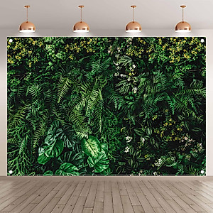 Swepuck 7x5ft Tropical Green Plam Leaves Photography Backdrop Nature Safari Background Hawaiian Luau Plants Party Decorations Birthday Baby Shower Photo Banner