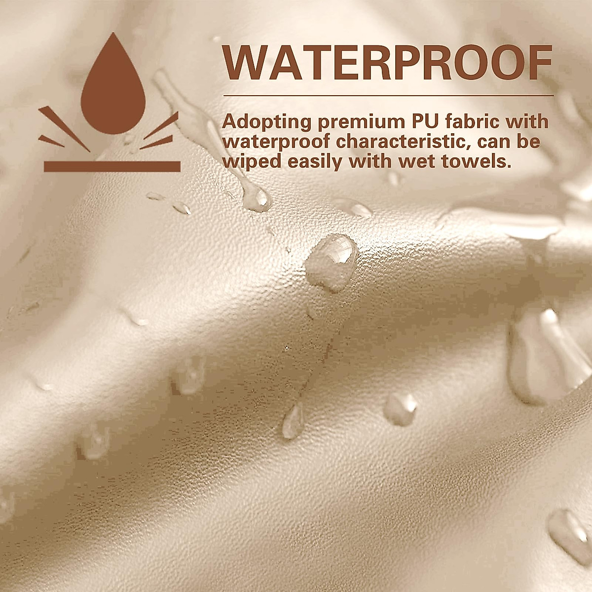 Auctus Polyurethane Leather T-Cushion Covers Waterproof Elastic Seat Covers, Waterproof Sofa Cushion Covers, Furniture Protectors, Sofa Cushion Covers, Sofa Seat Covers (2 Pieces, Light Camel)