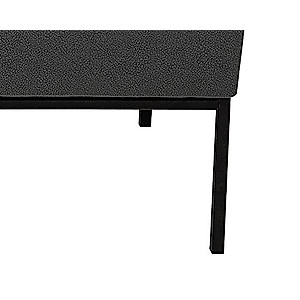 Iconic Home Carmel Bench Pebble Grain PU Leather Ottoman with Metal Frame, Grey