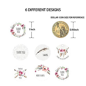 Berst 1inch Thank You Stickers/Adhensive Kraft Paper/Envelope,Packages,Gift,Letter,Bottle,Present for Sealing or Decoration/Father's Day/Mother's Day(500pcs/Roll) (Thank You-6)