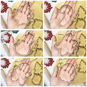 Large Christmas Cookie Cutters, 4" Holiday Cookie Cutters Shape with Recipe Instruction Gingerbread Men,Christmas Tree,Snowflake, Candy Cane,Santa Face and Snow Man for Baking