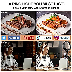 Ring Light Computer for Video Conferencing Zoom Meeting, Desk Ring Light for Laptop, Desktop Lighting with Stand and Phone Holder for Video Recording/Calls,Circle Light/iPhone Selfie Light/Halo Light