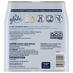 Glade Automatic Spray Refill, Air Freshener for Home and Bathroom, Clean Linen, 6.2 Oz, 2 Count