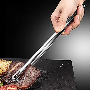 Korean Bbq Tongs Set, Korean Barbecue Tongs,Grill Tongs,Kitchen Tongs For Cooking,Stainless Steel Meat Tongs, Food Tongs, Bread Clip,Ice Tongs, Clip Head Hollow Design, (One Long And One Short)