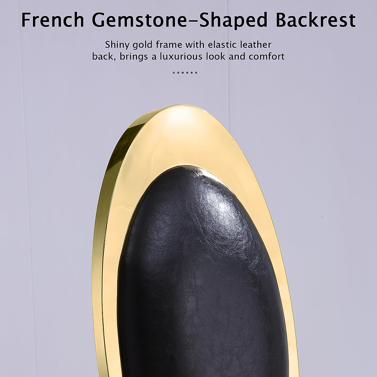 Asday Classic King Louis Black Faux Leather Upholstered Dining Chairs, Luxurious Dining Chairs with Polished Gold Oval Back and Mid-Century Modern Legs (Set of 12)