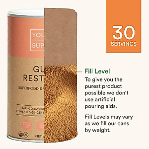 Your Super Gut Restore Superfood Powder – Organic Plant Based Powder with Probiotic Blend, Tropical Superfruit Drink Mix with Digestive Enzymes for Gut Health (30 Servings)