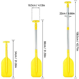 TASDHZ 2PC Boat Oars Telescopic Paddle Aluminum Kayak Paddles Adjustable Length Canoe Paddle with Anti-Slip Grips for Kayak,Telescoping Plastic Boat Paddle Canoe, Inflatable Boat Dinghy (Yellow 2pcs)