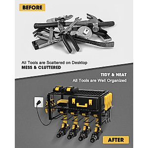 Wall Mount Power Tool Organizer and Charging Station - 6 AC Outlets, 3 Layers for Drills, Great as Heavy Duty Garage Tool Rack