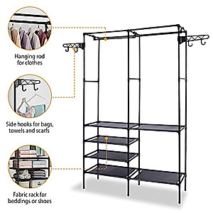 iMounTEK Freestanding Multifunctional Wardrobe Clothing Racks Garment Shelf Clothing Shelf Shoe Clothing Organizer Shelves for Hanging Clothes 6 Tier for Bedroom