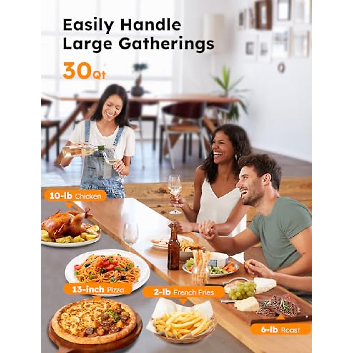 Nuwave Bravo Pro Smart Toaster Oven Countertop, True Air Fryer Combo w/Improved 100% Convection, 35% Crispier, 112 Presets, Customizable Pizza Zones, Integrated Probe, PFAS Free, 30QT, Stainless Steel