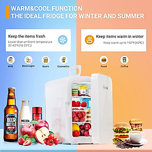 AstroAI Mini Fridge 6 Litre, 8 Can Skincare Fridge, AC/DC Portable Beauty Fridge for Skincare, Cosmetics, Bedroom (Mirror & Light)