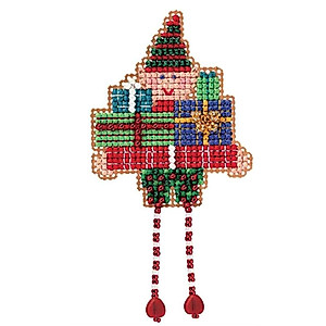 Oli Elf and Holli Elf Beaded Counted Cross Stitch Christmas Ornament Kits Mill Hill Winter Holiday Collection, Plus 'Needleworker' Sticker