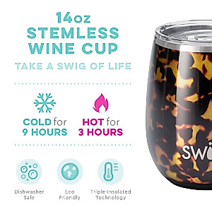 Swig 14oz Wine Tumbler | Insulated Wine Tumbler with Lid, Dishwasher Safe, Stainless Steel Wine Tumblers for Women, Insulated Wine Cups, Outdoor Wine Glasses, Travel Wine Glass (Bombshell)