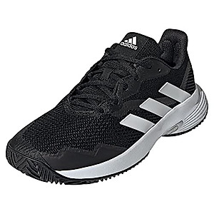 adidas Women's CourtJam Control Tennis Shoe, Core Black/White/Silver Metallic, 8.5