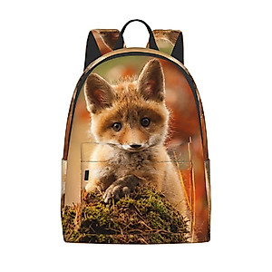FeHuew 16 inch backpack Cute Fox Laptop Backpack Full Print School Bookbag Shoulder Bag for Travel Daypack