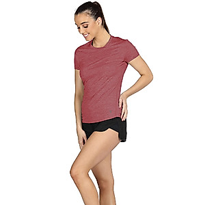 icyzone Workout Running Tshirts for Women - Fitness Athletic Yoga Tops Exercise Gym Shirts (Pack of 3) (L, Charcoal/Burgundy/Turf Green)