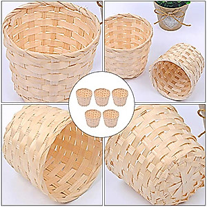 Woven Basket 5 Pcs Desktop Bamboo Weaving Storage Basket Small Bamboo Woven Storage Box Flower Pot Garbage Can for Debris Crafts Jewelry Organizer Desk Decoration Wicker Storage Basket
