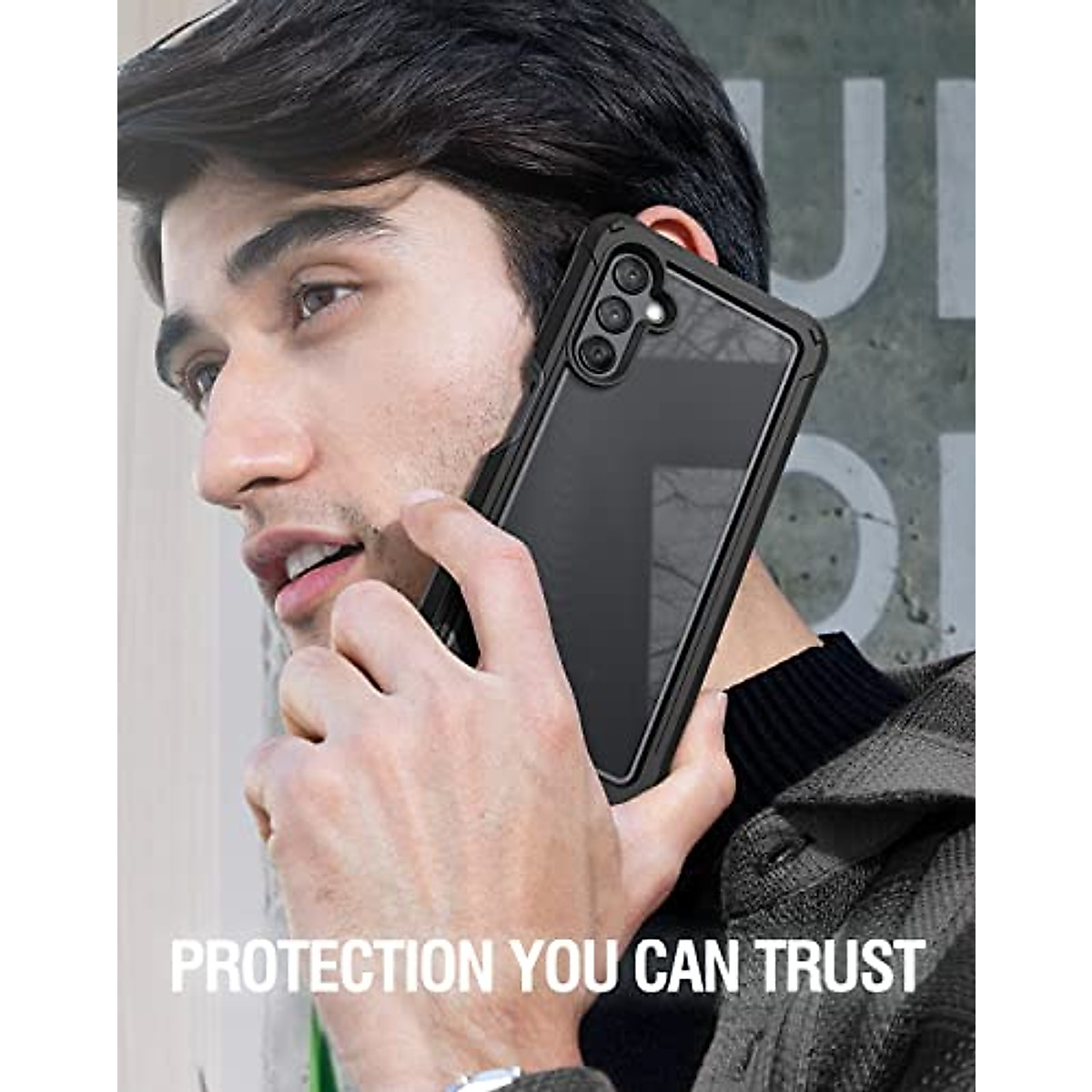 Poetic Guardian Case Compatible with Galaxy A14 5G [20FT Mil-Grade Drop Tested], Full-Body Hybrid Shockproof Protective Rugged Clear Cover Case with Built-in Screen Protector, Black/Clear