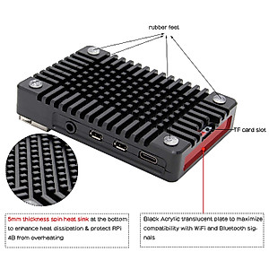 Geekworm for Raspberry Pi 4 Case, CNC Ultra-Thin Aluminum Alloy Metal Passive Cooling Case, Raspberry Pi 4 Heatsink Case Compatible with Raspberry Pi 4 Model B Only (N300)