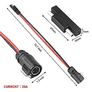 PAEKQ 2Pin Power Industrial Circular Connector to SAE Adapter Cable, 10AWG SAE Connector to LP20 Furrion Solar Plug Fit for Furrion,Forrest, River RV Ports, Solar Panel Suitcase (15.7Inch)