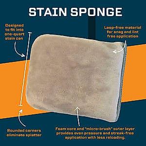 MāKRS - Stain Sponge, (3 Pack) Staining Pads, Lint, Snag & Streak-Free Wood Stain Applicator, Micro-Brush Material Over Foam Core, for Wood Stain and Oil Based Finishes, Professional Results