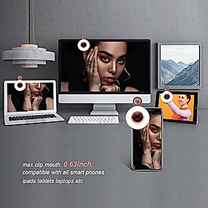 Macro Lens for iPhone and Android with Mini Clip Ring Light, Portable Rechargeable Dimming, for Smart Phone Photography, Camera Video Recording, VLOG