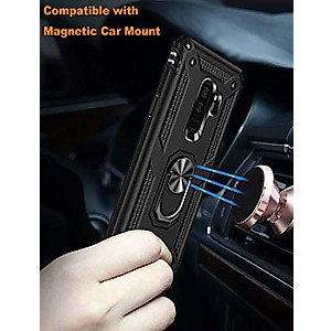 Galaxy S9 Plus Military Grade Case, 16ft Drop Tested, Magnetic Ring Kickstand, Car Mount Compatible, Slim Fit Protective Cover - Black