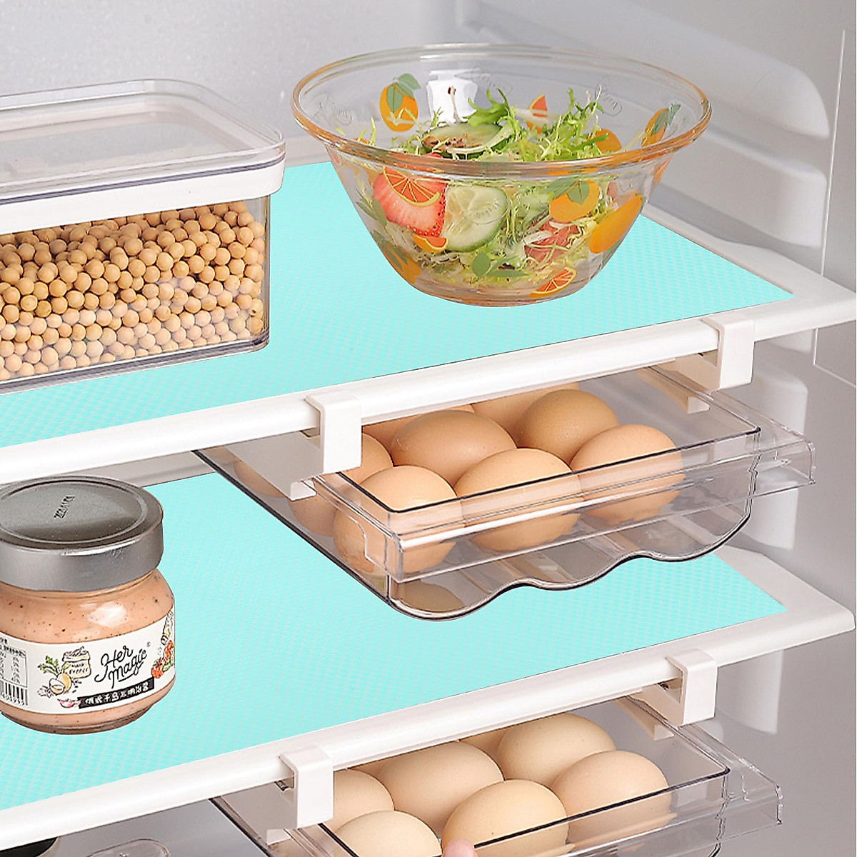 Polly Online Refrigerator Liners Shelf Liners Washable Refrigerator Mats Kitchen Silicone Refrigerator Pads Place Mats 5PCS/Set