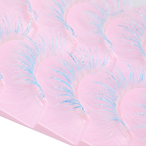 Ruairie White Eyelashes with Laser Silver Colored Lashes False Eyelashes Fluffy Wispy Fake Eyelashes Pack Natural Cat Eye Cosplay False Lashes