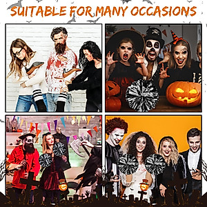 Shinymoon 4 Pcs Zombie Halloween Scary Cheerleader Costume Accessories 2 Pom Poms 1 Hair Bow and Striped Socks for Dress up(Striped, Adult)